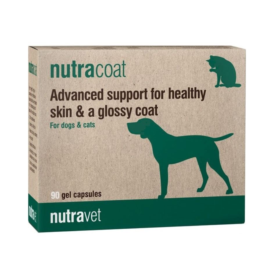 NUTRAVET Nutracoat 90 kapsułek dla zdrowej skóry i sierści psów i kotów ...