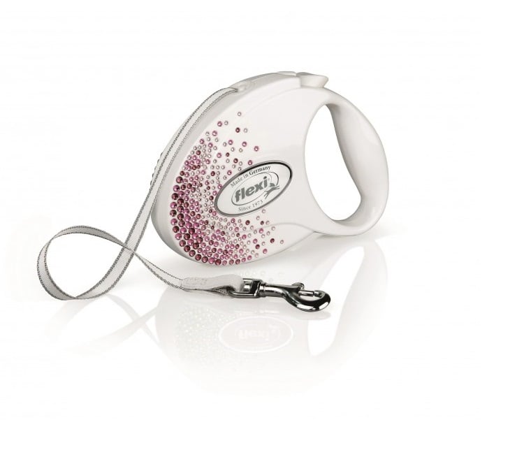 FLEXI Glam Splash Pink smycz dla psa rozm. S Taśma 3m biała | Maxandmrau.pl