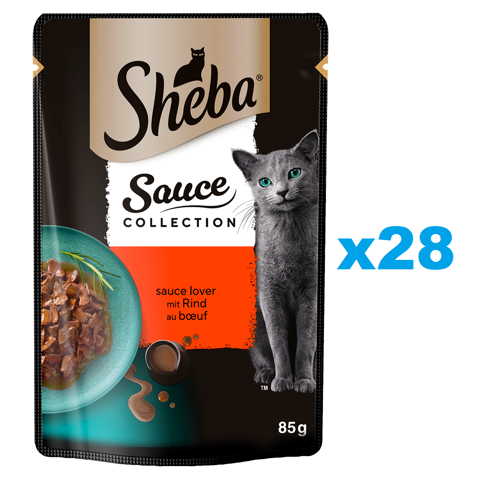 SHEBA Sauce Collection Beef 28x85g kawałki z wołowiną w sosie dla kotów ...