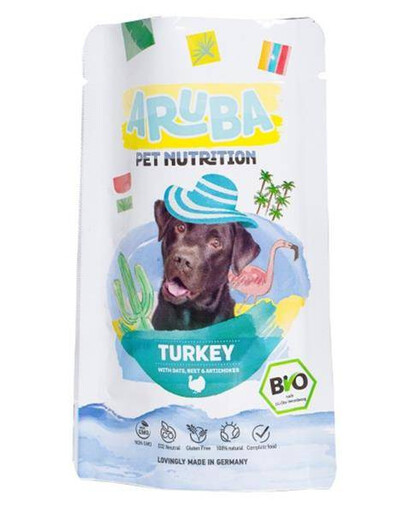 ARUBA Dog Organic Indyk z owsem, burakami i karczochami 100g - Mokra ...